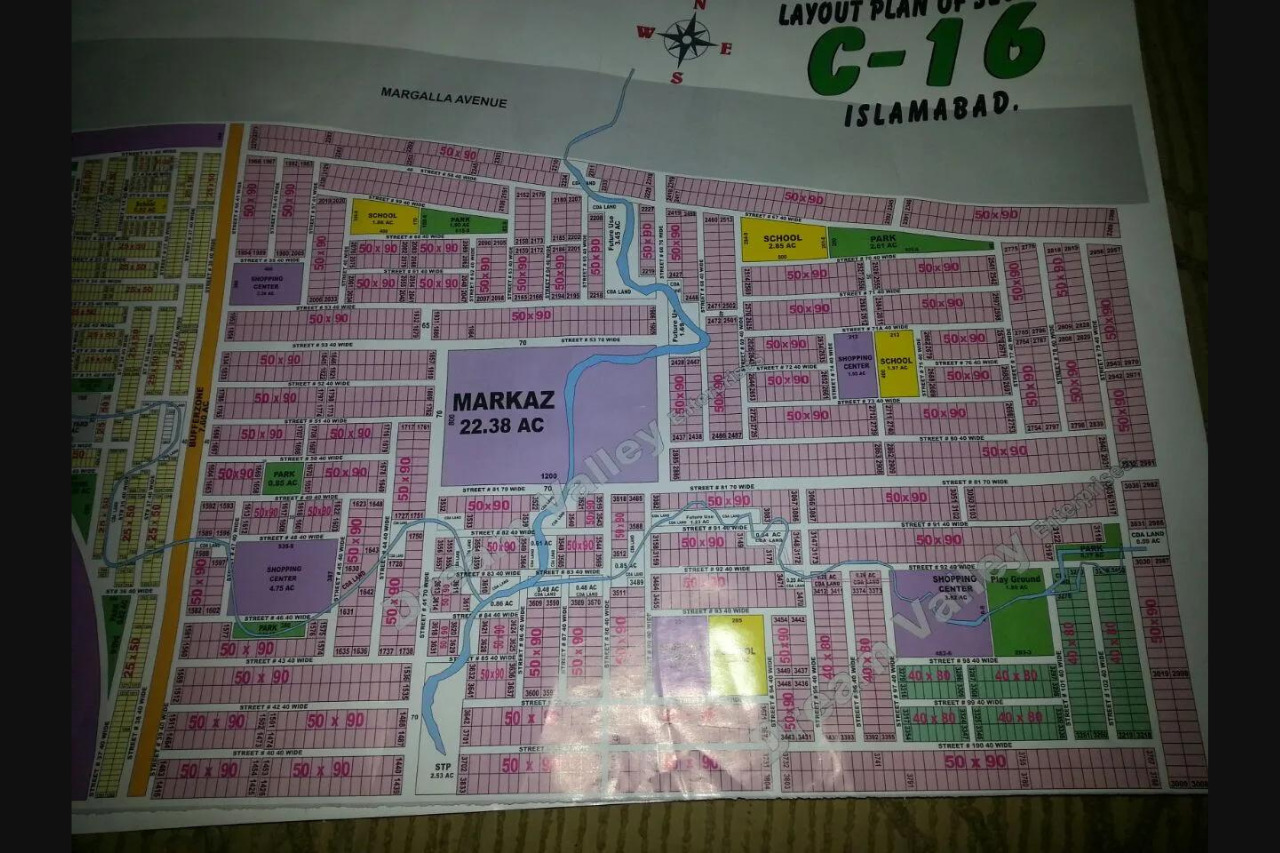 Maps and Layout Details of Sector C-14, C-15 and Sector C-16, Islamabad